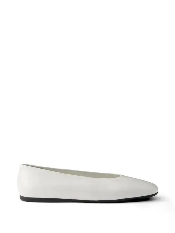 Prada Brushed Leather Ballerinas - White