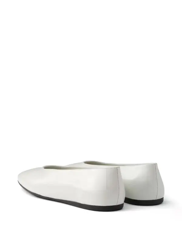 Prada Brushed Leather Ballerinas - White