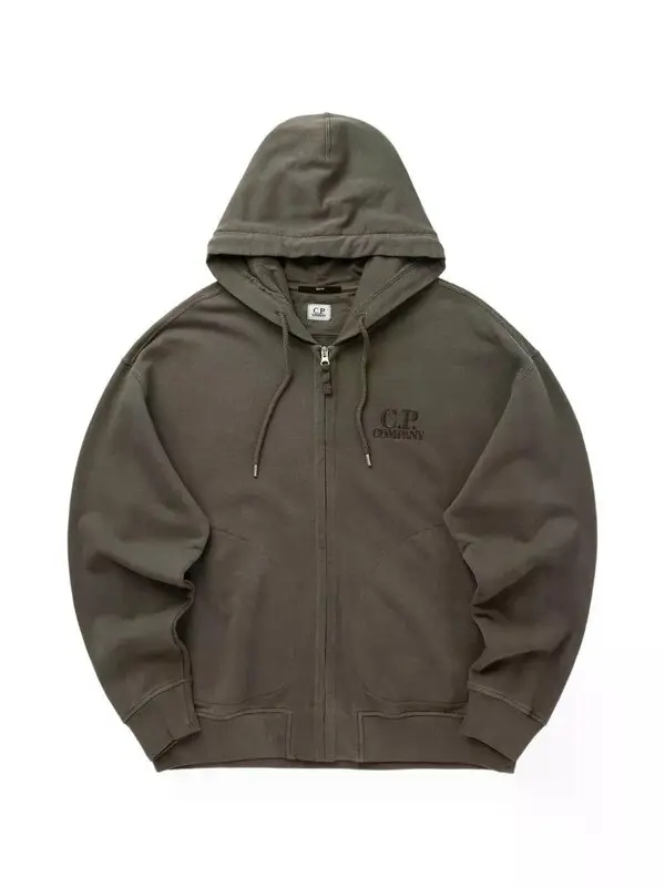 C.P. COMPANY Logo-embroidered Diagonal Fleece Hoodie