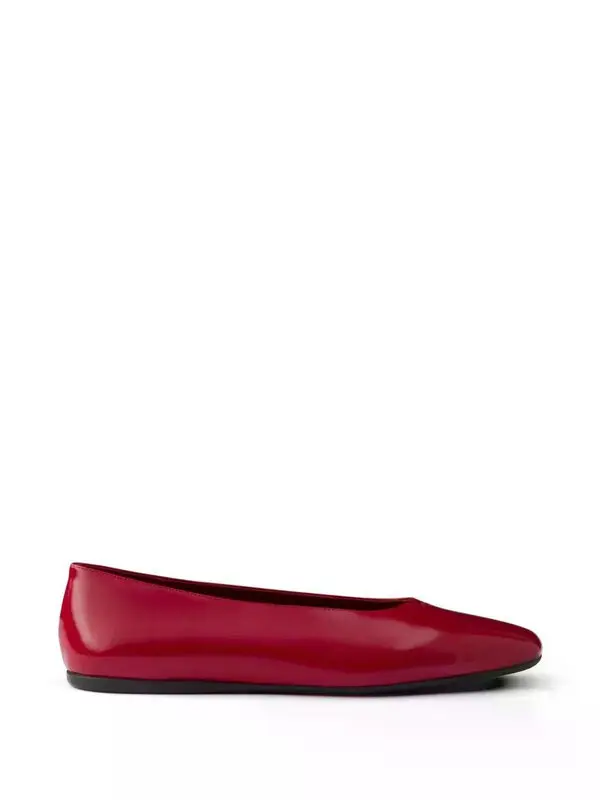 Prada Brushed Leather Ballerinas - Red