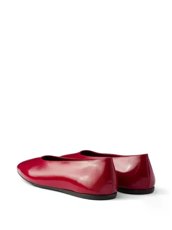 Prada Brushed Leather Ballerinas - Red