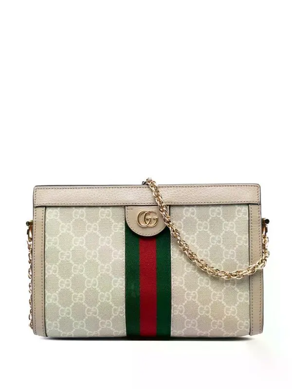Gucci Gg Supreme Ophidia Chain Crossbody Bag - Brown