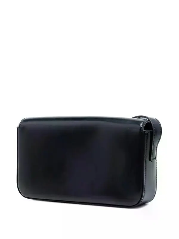 Celine Shiny Calfskin Triomphe Claude Shoulder Bag - Black