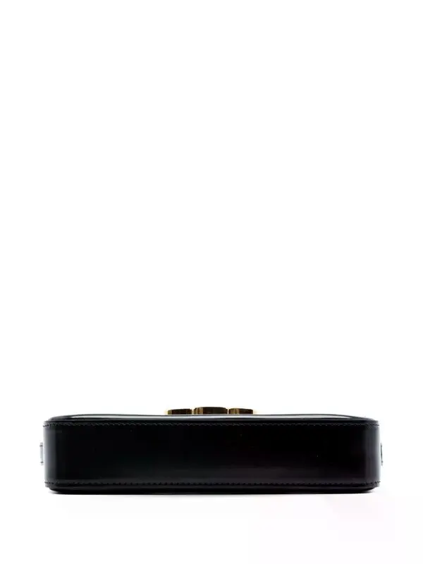 Celine Shiny Calfskin Triomphe Claude Shoulder Bag - Black