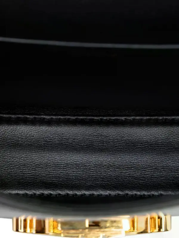 Celine Shiny Calfskin Triomphe Claude Shoulder Bag - Black