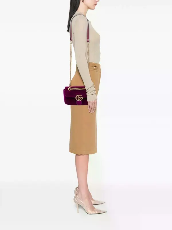 Gucci Small Gg Marmont Matelassé Velvet Shoulder Bag - Purple