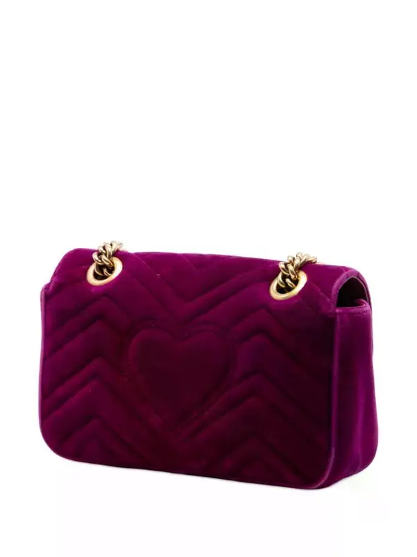 Gucci Small Gg Marmont Matelassé Velvet Shoulder Bag - Purple