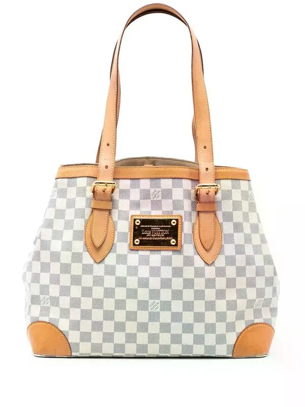 LOUIS VUITTON Damier Azur Hampstead Mm Tote Bag - White