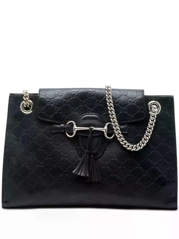 Gucci 2016-2026 Large Guccissima Emily Shoulder Bag - Black
