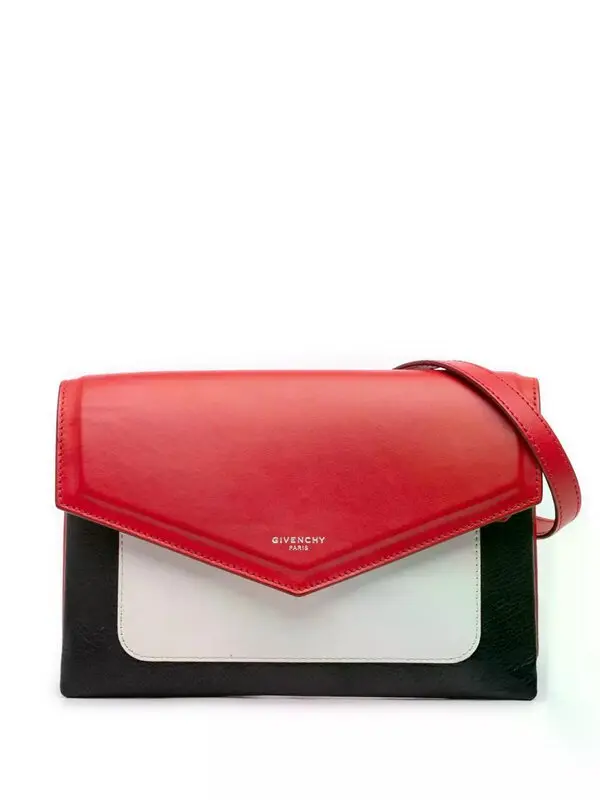 Givenchy 2017 Tricolor Leather Duetto Crossbody Bag - Red