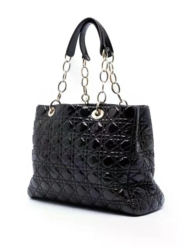 Dior 2012 Large Patent Cannage Lady Soft Shopping Tote Bag - Black
