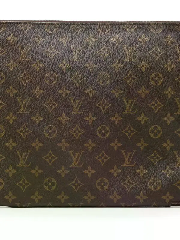 LOUIS VUITTON 1990 Monogram Poche Documents Portfolio - Brown