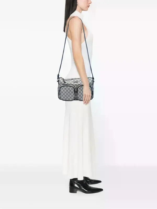 Gucci Gg Supreme Double Pocket Crossbody Bag