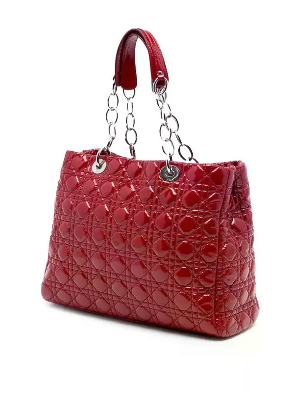 Dior 2011 Large Patent Cannage Lady Soft Shopping Tote Bag - Red