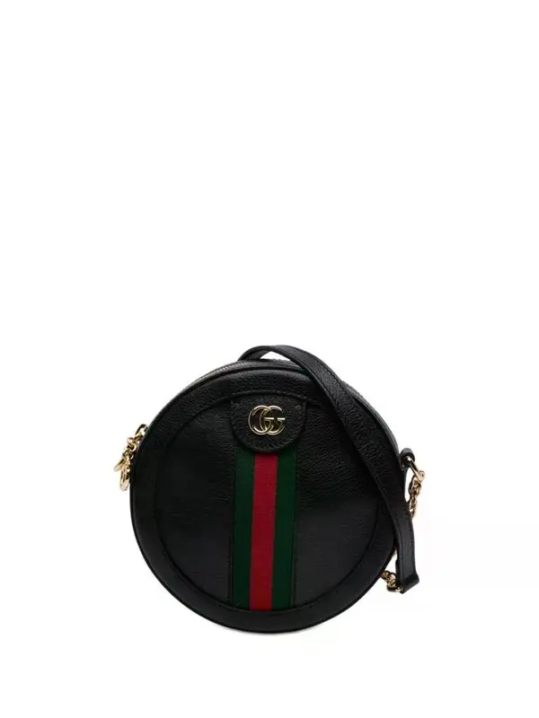 Gucci 2016-2026 Mini Leather Ophidia Round Crossbody Bag - Black