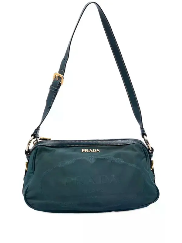 Prada Tessuto Canapa Logo Shoulder Bag - Blue
