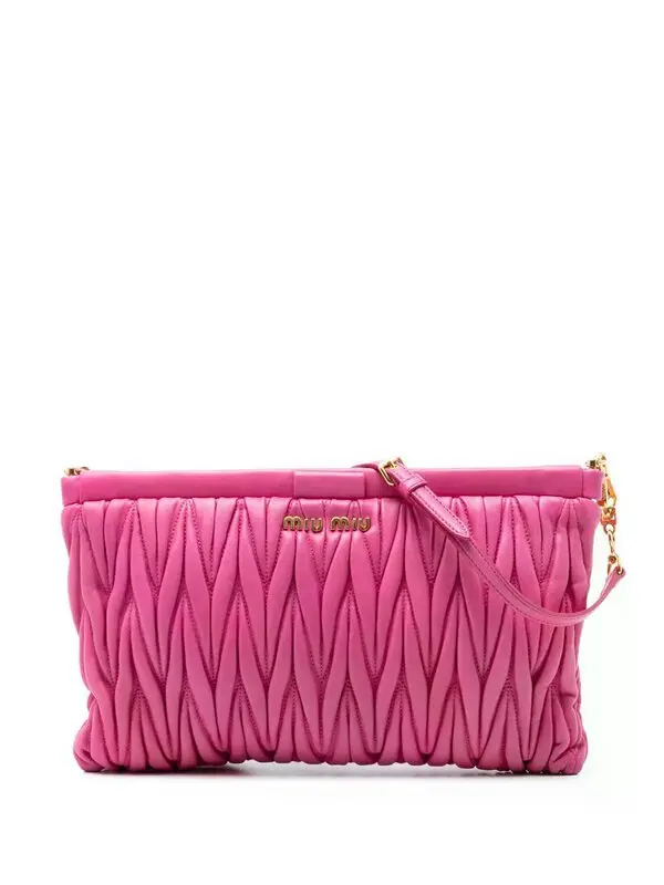Miu Miu Matelasse Nappa Frame Clutch With Strap
