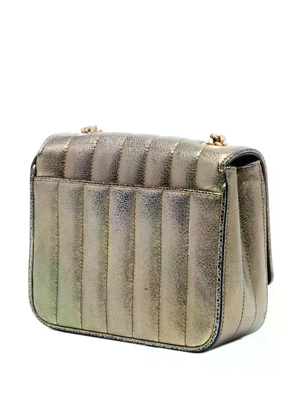 Saint Laurent Metallic Grain De Poudre Monogram Vicky Chain Bag - Gold