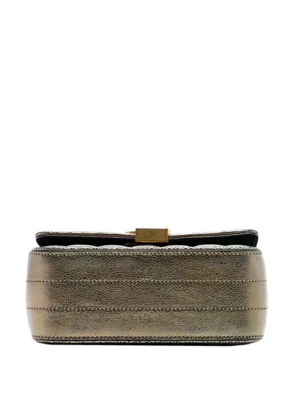 Saint Laurent Metallic Grain De Poudre Monogram Vicky Chain Bag - Gold