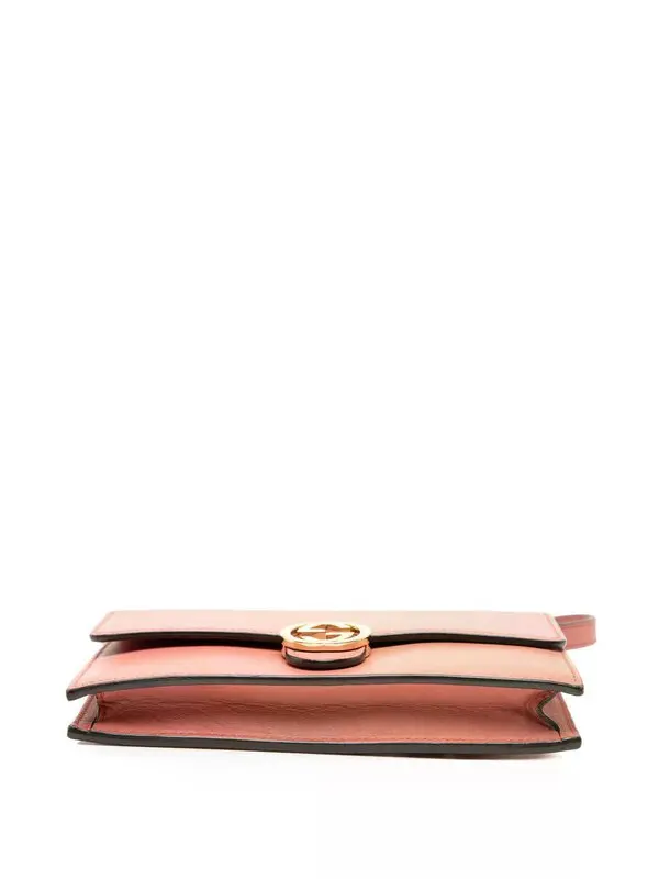 Gucci Leather Interlocking G Wallet On Strap - Pink