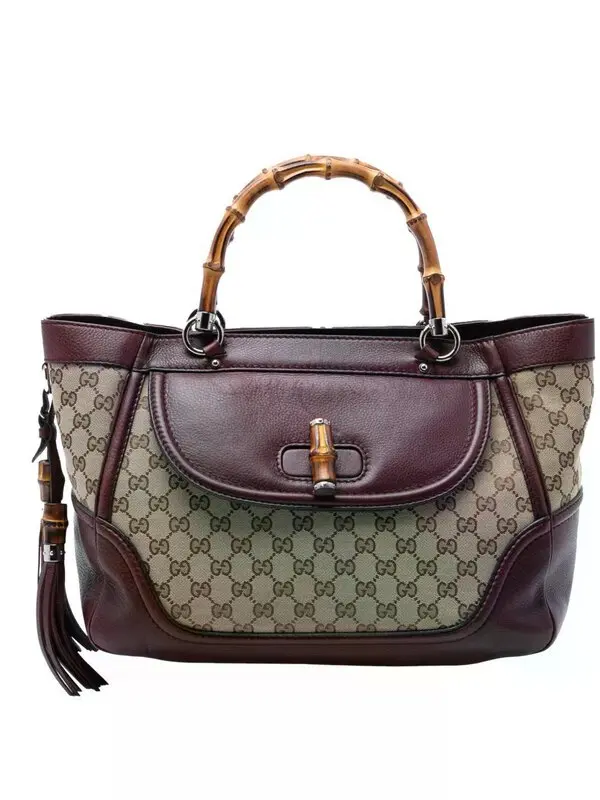 Gucci Gg Canvas New Bamboo Tassel Tote