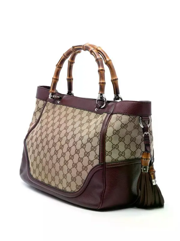 Gucci Gg Canvas New Bamboo Tassel Tote