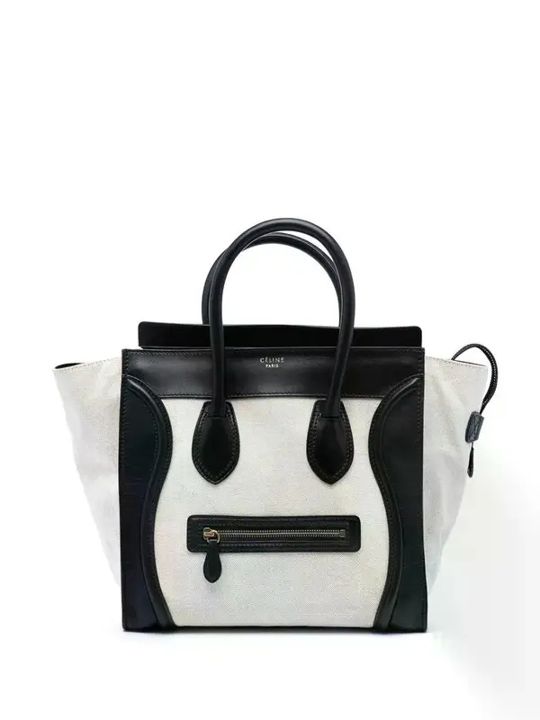Celine Mini Bicolor Canvas And Leather Luggage Tote