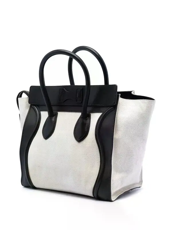 Celine Mini Bicolor Canvas And Leather Luggage Tote