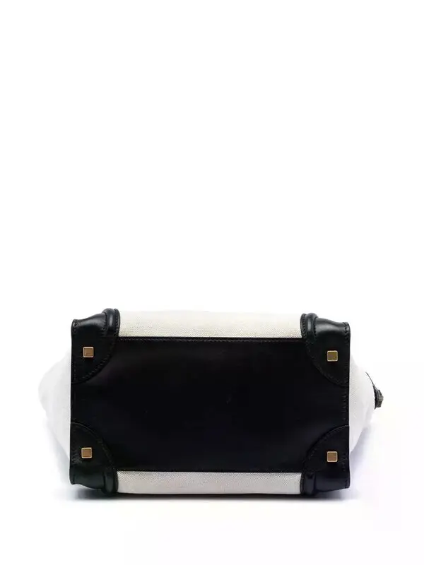 Celine Mini Bicolor Canvas And Leather Luggage Tote