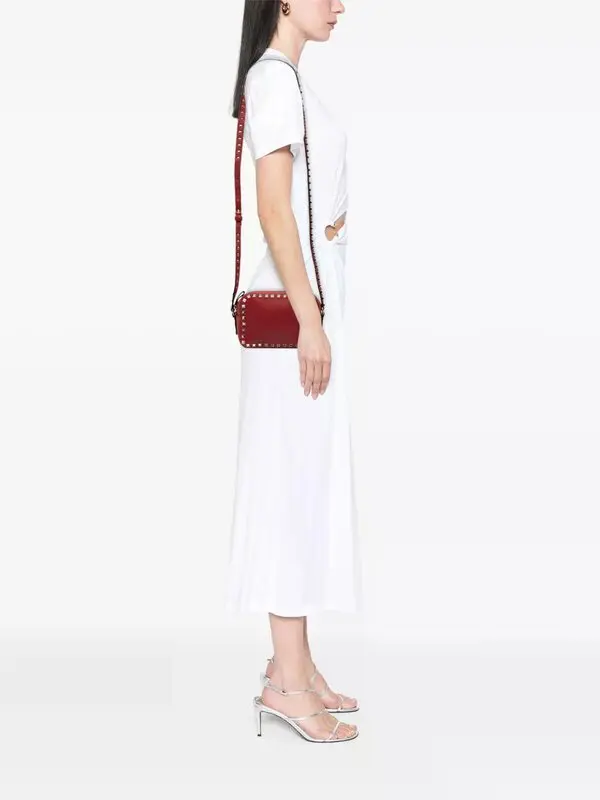 Valentino Garavani Grainy Calfskin Rockstud Camera Crossbody Bag - Red