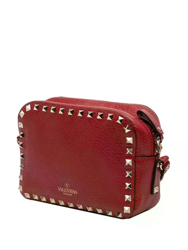 Valentino Garavani Grainy Calfskin Rockstud Camera Crossbody Bag - Red