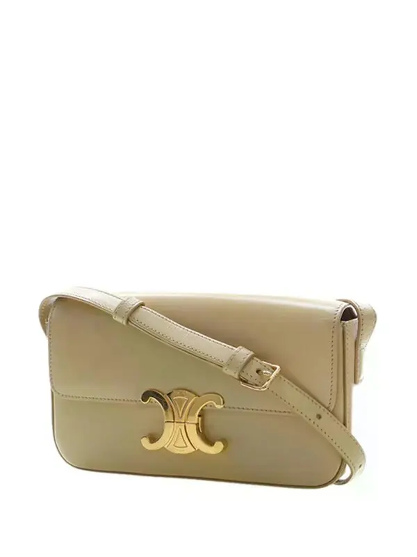 Celine Shiny Calfskin Triomphe Claude Shoulder Bag - Neutrals
