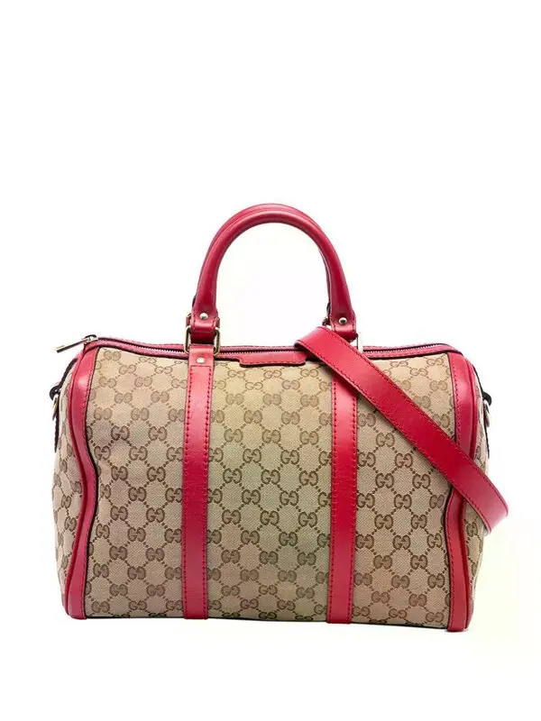 Gucci Medium Gg Canvas Joy Boston Bag Satchel - Red