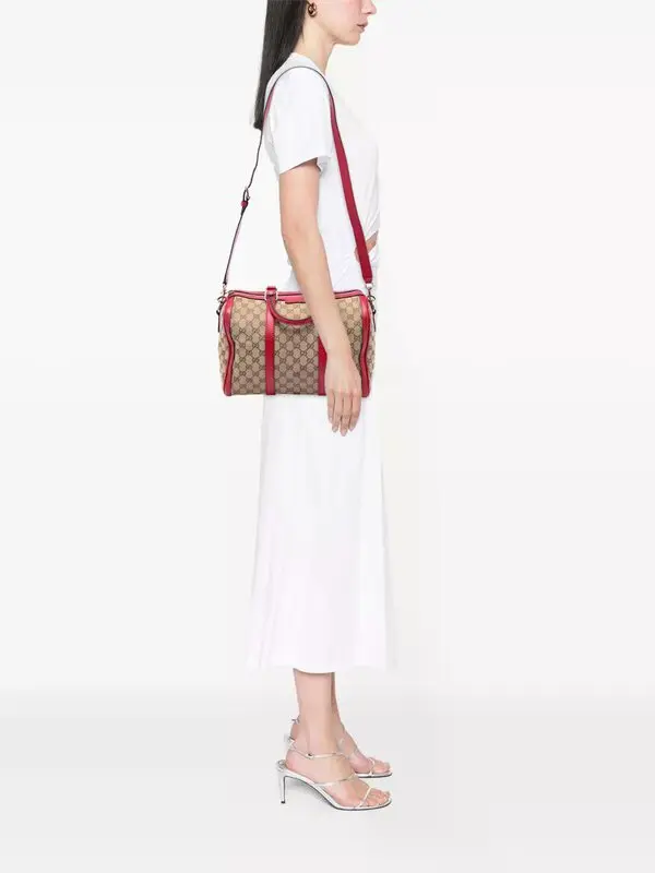 Gucci Medium Gg Canvas Joy Boston Bag Satchel - Red