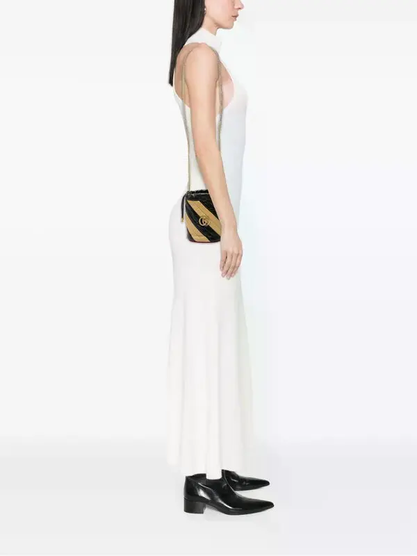 Gucci Mini Gg Marmont Matelasse Diagonal Leather Torchon Bucket Bag - Neutrals
