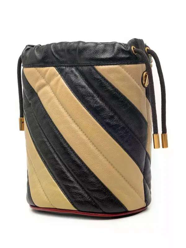 Gucci Mini Gg Marmont Matelasse Diagonal Leather Torchon Bucket Bag - Neutrals