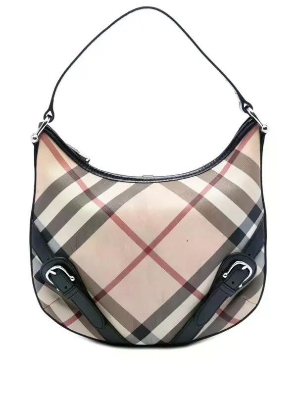 Burberry Supernova Check Coated Canvas Larkin Hobo Bag - Neutrals