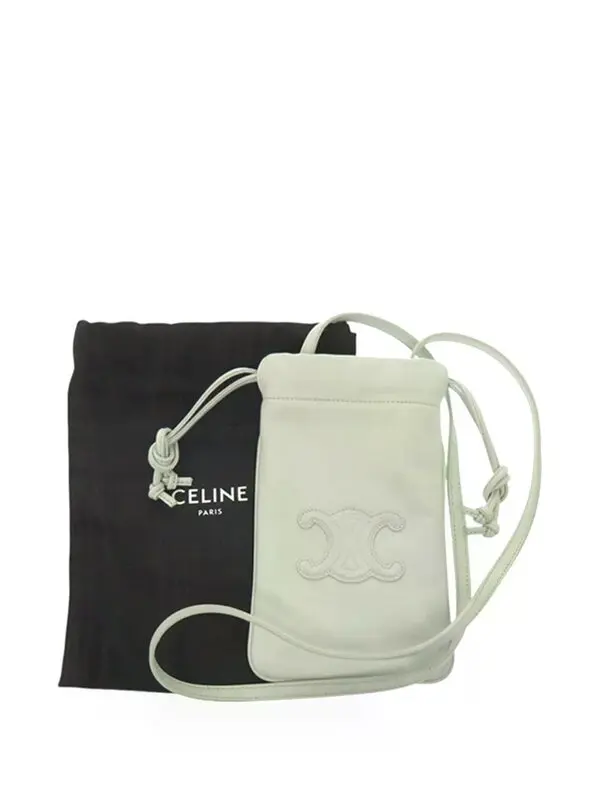 Celine 2010-2026 Calfskin Cuir Triomphe Phone Pouch Crossbody Bag - Green