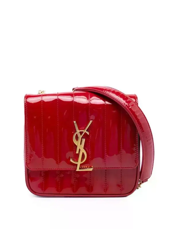 Saint Laurent 2018 Small Patent Monogram Vicky Chain Bag - Red