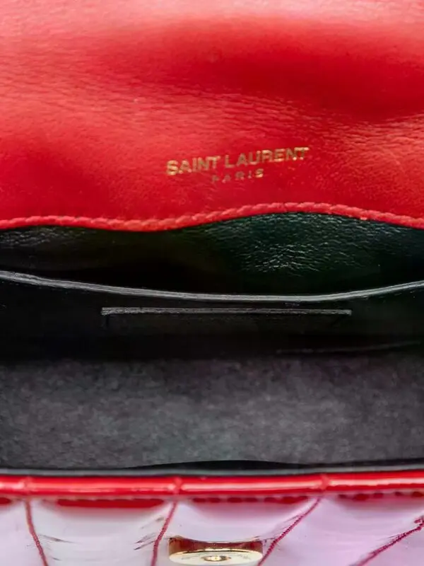 Saint Laurent 2018 Small Patent Monogram Vicky Chain Bag - Red