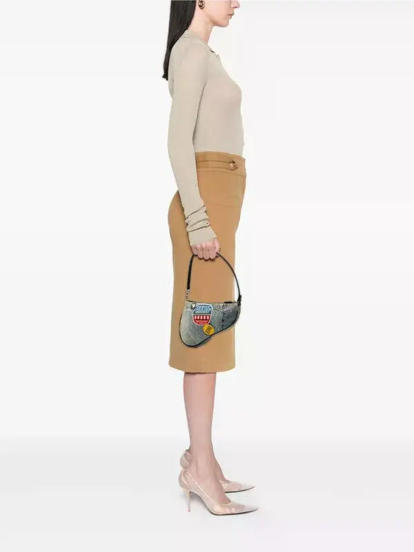 Dior 2001 Mini Printed Denim Speedway Saddle Pochette