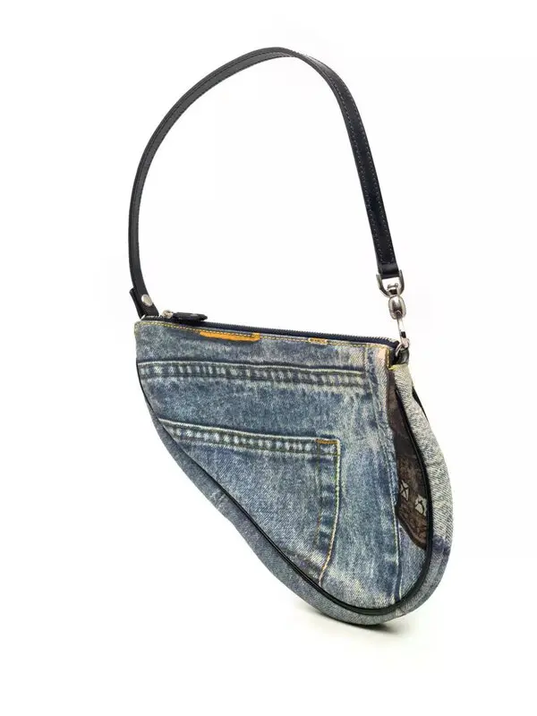 Dior 2001 Mini Printed Denim Speedway Saddle Pochette