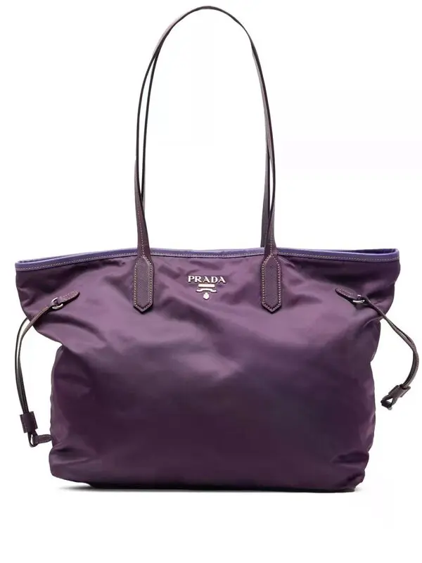 Prada 2010-2026 Saffiano Trimmed Tessuto Tote Bag - Purple