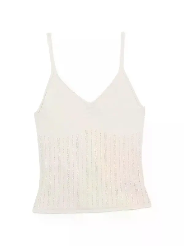 DRYKORN Francyane Ribbed-knit V-neck Top - Neutrals