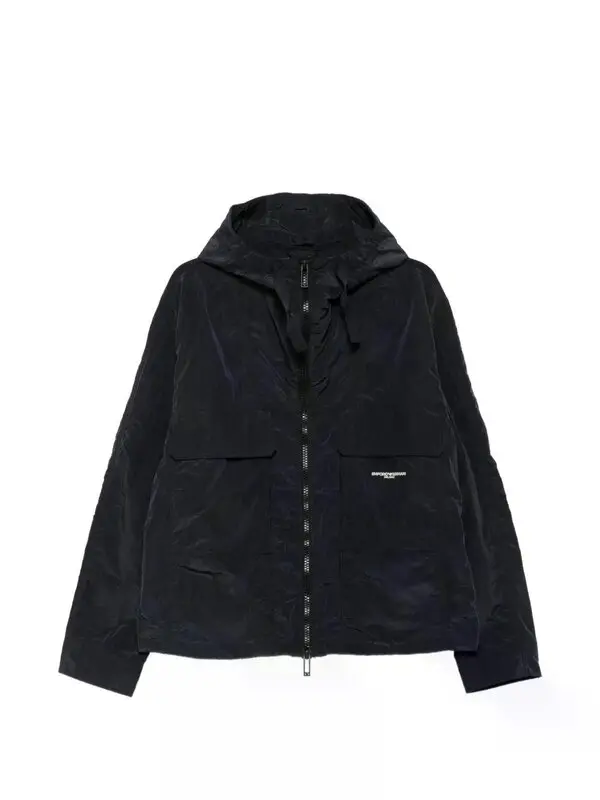 Emporio Armani Hooded Crinkled-texture Jacket