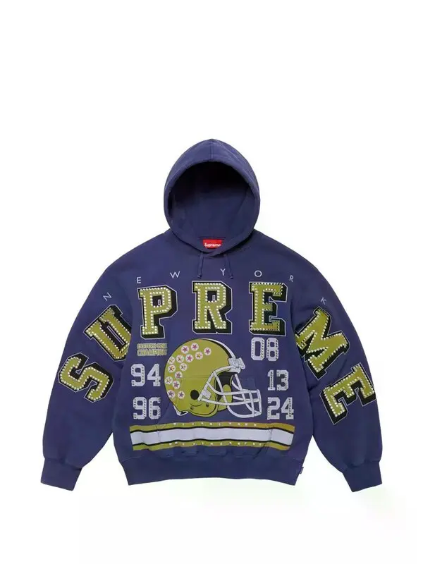 Supreme Champions Studded Graphic-print Hoodie - Blue