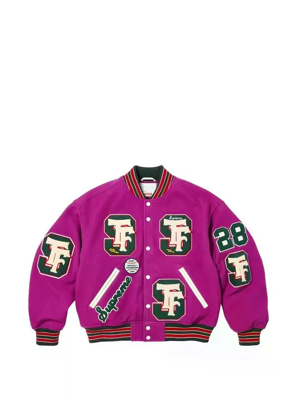 Supreme Drill Team Patch-detail Varsity Jacket - Pink