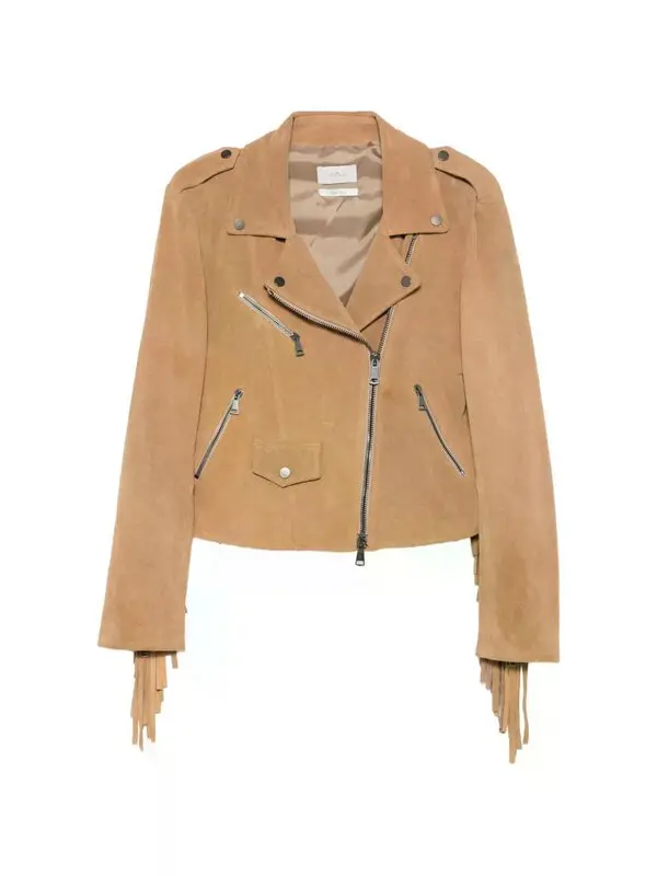 VICOLO Fringe-trimmed Biker Jacket