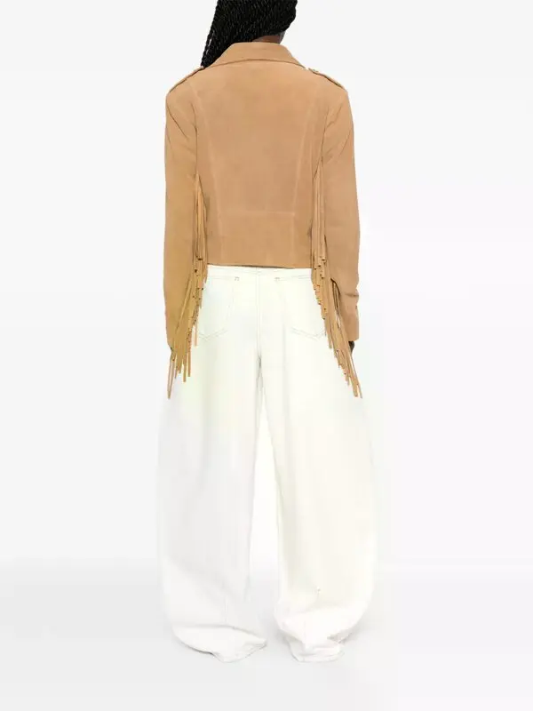 VICOLO Fringe-trimmed Biker Jacket