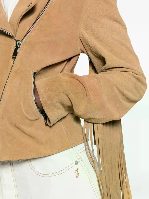 VICOLO Fringe-trimmed Biker Jacket
